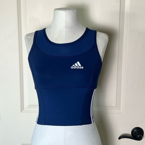 adidas | Tops | Adidas Navy And White Scoop Neck Mesh Back Racer ...